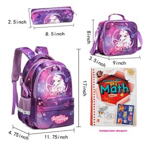 MOHCO Kids Backpack 16 in School Bookbag with Insulated Lunch Box Pencil Case Lightweight Student Bookbag for Girls and Boys