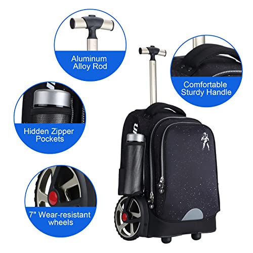 UNIKER Rolling Laptop Bag for 14 Inch Laptop,19 Inch Roller Bookbag for Teens,Roller Travel Bag,Wheeled Bookbag High School,Trolley School Bag,Schoolbag with Wheels Spacewalk