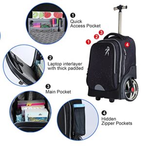 UNIKER Rolling Laptop Bag for 14 Inch Laptop,19 Inch Roller Bookbag for Teens,Roller Travel Bag,Wheeled Bookbag High School,Trolley School Bag,Schoolbag with Wheels Spacewalk