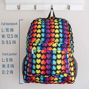 Wildkin 16 Inch Backpack Bundle with 2 Compartment Lunch Bag (Rainbow Hearts)