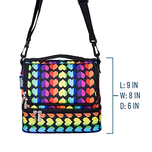 Wildkin 16 Inch Backpack Bundle with 2 Compartment Lunch Bag (Rainbow Hearts)