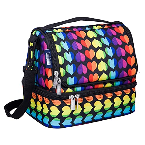 Wildkin 16 Inch Backpack Bundle with 2 Compartment Lunch Bag (Rainbow Hearts)