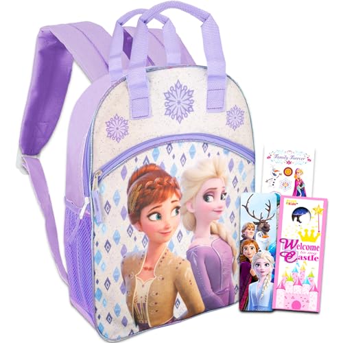 Disney Frozen Backpack for Kids, Toddlers - Bundle with Elsa and Anna Elementary School Backpack Including Frozen Stickers, Bookmark, and More (Disney Backpack for Girls)