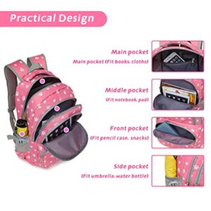 2022 Backpacks for Teen Girls 3PCs with Lunch Bag Pen Case, Breathable Lightweight Teenager Girl Bookbags for Middle High School University, 24L Cute Back Packs for Day Use, Pink Paw