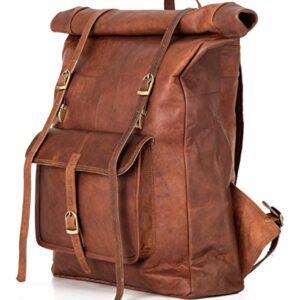 BERLINER BAGS Vintage Leather Backpack Leeds, Large Waterproof Bookbag for Men and Women - Brown (Brown XL)