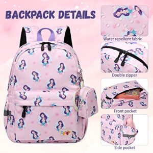 MIRLEWAIY Little Kids Backpack Preschool Cute Unicorn Kindergarten School Bag for Girls with Coin Pouch, Rose Pink