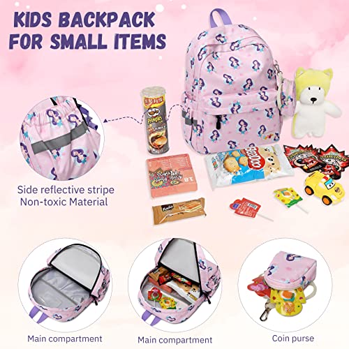 MIRLEWAIY Little Kids Backpack Preschool Cute Unicorn Kindergarten School Bag for Girls with Coin Pouch, Rose Pink