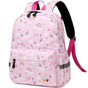 MIRLEWAIY Little Kids Backpack Preschool Cute Unicorn Kindergarten School Bag for Girls with Coin Pouch, Rose Pink