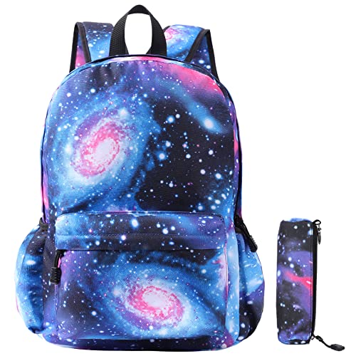 SAMIT Anime Luminous Backpack with USB Charging Port & Anti Theft Lock &Pencil Case Daypack Laptop Backpack (Blue_White)