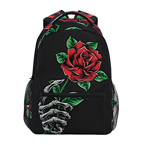 Glaphy Skull Rose Flower Backpack School Backpacks Lightweight Travel Laptop Bookbags Daypack for Men Women Kids