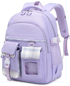 vimivon backpack for girls kids elementary school bag checkered water resistant teen girl travel daypack teen girls backpack