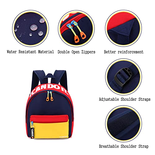 KEBI Little Kids Backpack for Boys Girls Toddler Backpack Fits 3 to 6 years Old 13.8 inch Minni School Bag Navy Yellow