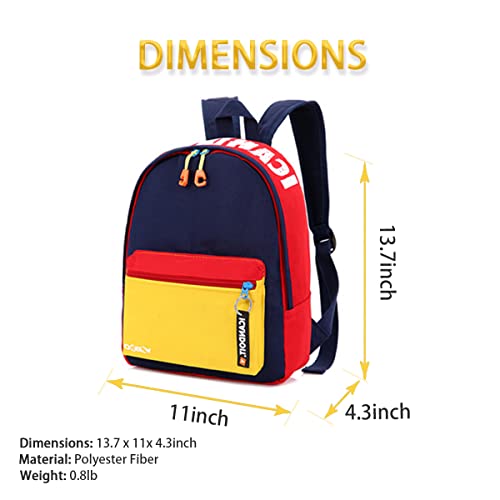 KEBI Little Kids Backpack for Boys Girls Toddler Backpack Fits 3 to 6 years Old 13.8 inch Minni School Bag Navy Yellow