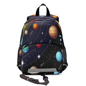 ffyho kid's toddler backpack solar system planets schoolbag safety leash for boys girls,outer space kindergarten children bag preschool nursery travel bag chest clip reflective stripe