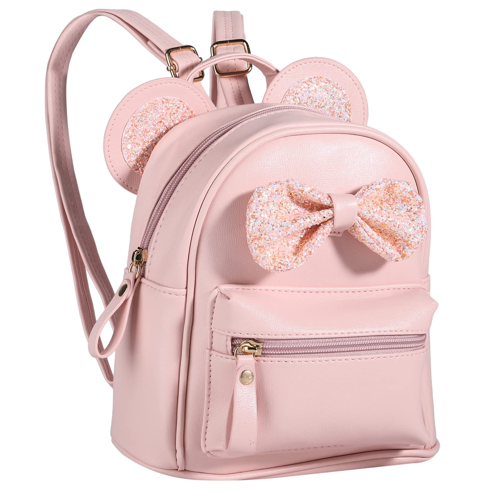 DingCo Girls Mini Leather Backpack Sequin bow Mouse Ears cute backpack small backpack gifts for teenage girls