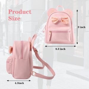 DingCo Girls Mini Leather Backpack Sequin bow Mouse Ears cute backpack small backpack gifts for teenage girls