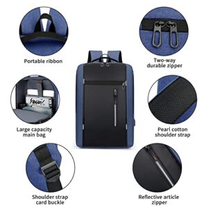 ZGWJ Laptop Backpack with USB Charging Port for Men & Women Fits 15.6 Inch Notebook. Lightweight Water Resistant Clean Design, Sleek for Travel and Daily Business Use Blue