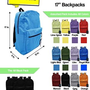 Winterlace 24 Pack Backpack, Bulk 17 inch Lightweight Outdoor Travel Gym Corporate Events Bag (Assorted)