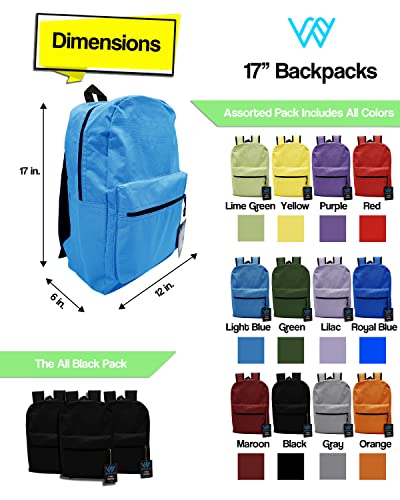 Winterlace 24 Pack Backpack, Bulk 17 inch Lightweight Outdoor Travel Gym Corporate Events Bag (Assorted)