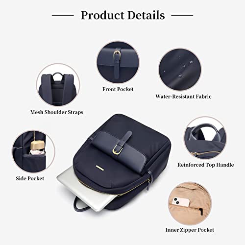 GOLF SUPAGS Womens Laptop Backpack with Separate Compartment, Stylish Travel Work Backpacks Water Resistant Computer Bag Fits 14 Inch Notebook (Navy Blue)