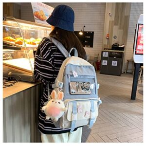 NCDUANSAN Kawaii Backpack with Kawaii Pin and Accessories Cute Kawaii Backpack for School Bag Kawaii Girl Backpack Cute(Blue)