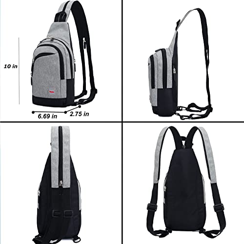 Peicees Small Sling Bag for Women Mens Convertible Crossbody Backpack Shoulder Chest Daypack with Zipper Strap for Hiking