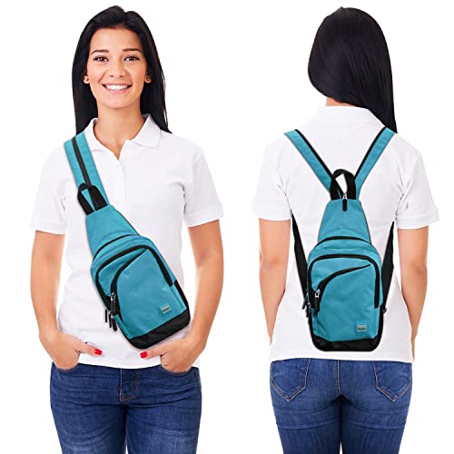 Peicees Small Sling Bag for Women Mens Convertible Crossbody Backpack Shoulder Chest Daypack with Zipper Strap for Hiking