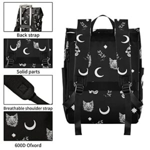 CBBYY Travel Roll Top Skull Cat Moon Backpack for Men, Expandable Waterproof Trendy Laptop Backpack