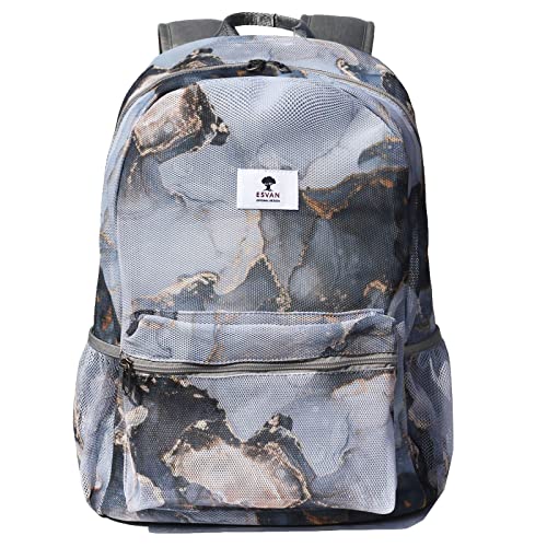 ESVAN Mesh Backpack Bag Clear Backpack Purse Travel Gym Casual Backpack