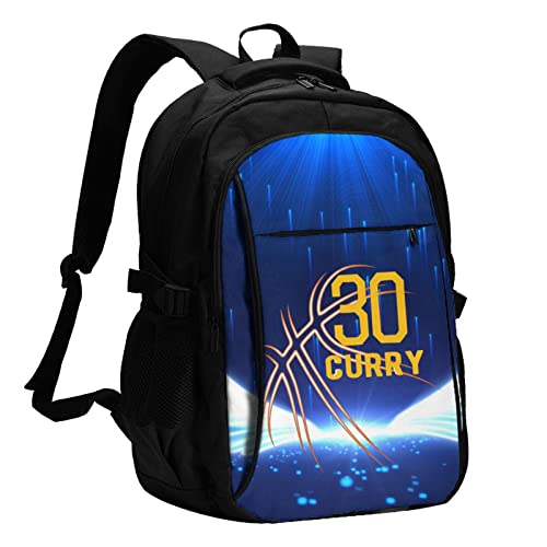 Elehuv Golden State Basketball Curry Laptop Backpack Work Travel Anti Theft Backpacks, Durable Travel Daypack With Usb Charging Port Gift For Men Women