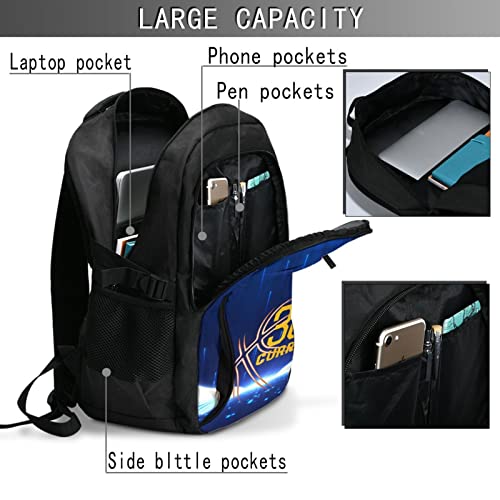 Elehuv Golden State Basketball Curry Laptop Backpack Work Travel Anti Theft Backpacks, Durable Travel Daypack With Usb Charging Port Gift For Men Women