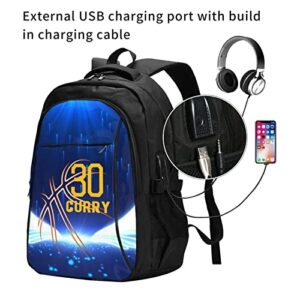 Elehuv Golden State Basketball Curry Laptop Backpack Work Travel Anti Theft Backpacks, Durable Travel Daypack With Usb Charging Port Gift For Men Women