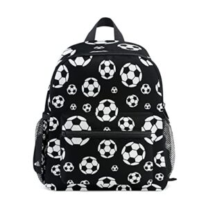 selerdon kid's toddler backpack sport football black background schoolbag for cute boys girls, daycare school children kindergarten bag preschool nursery travel purse bag