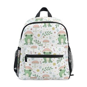 junzan frog and mushrooms mini backpack for boys girls kid toddler preschool bookbag student bag travel daypack