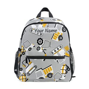 glaphy custom kid's name backpack, cartoon truck cars toddler backpack for daycare travel, personalized name preschool bookbags for boys girls