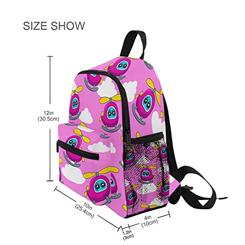 Selerdon Kid's Toddler Backpack Cute Helicopters Pink Cartoon Schoolbag for Cute Boys Girls, Daycare School Children Kindergarten Bag Preschool Nursery Travel Purse Bag