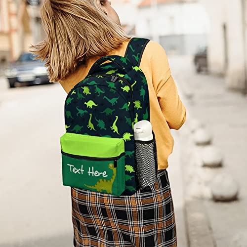 Mrokouay Custom Backpack for Boys Girls, Personalized School Backpack with Name, Customization Green Dinosaur Print Kid Backpack Casual Bookbags