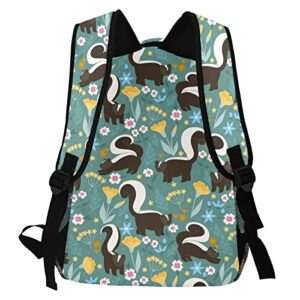 KiuLoam Cute Skunks And Flowers Kids Backpacks Large-Capacity School Bags 16 Inch Portable Laptop Bookbag Casual Backpack For 1th- 6th Grade Boys And Girls