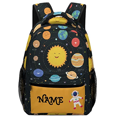 Mrokouay Custom Backpack for Boys Girls, Personalized School Backpack with Name, Customization Sun Galaxy Planet Kid Backpack Casual Bookbags