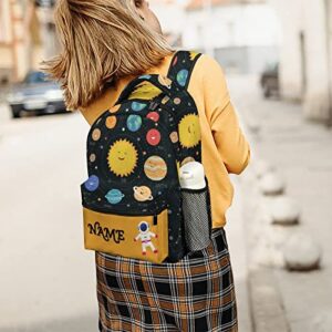 Mrokouay Custom Backpack for Boys Girls, Personalized School Backpack with Name, Customization Sun Galaxy Planet Kid Backpack Casual Bookbags