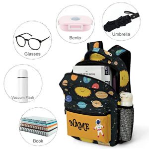 Mrokouay Custom Backpack for Boys Girls, Personalized School Backpack with Name, Customization Sun Galaxy Planet Kid Backpack Casual Bookbags