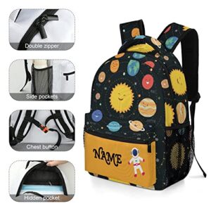 Mrokouay Custom Backpack for Boys Girls, Personalized School Backpack with Name, Customization Sun Galaxy Planet Kid Backpack Casual Bookbags