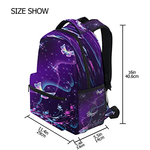 ALAZA Butterfly Purple Starry Travel Laptop Backpack Business Daypack Fit 15.6 Inch Laptops for Women Men