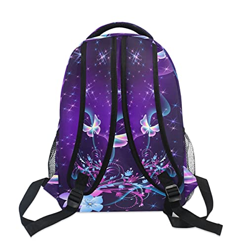 ALAZA Butterfly Purple Starry Travel Laptop Backpack Business Daypack Fit 15.6 Inch Laptops for Women Men