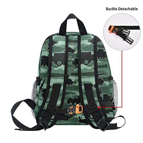 Glaphy Custom Kid's Name Backpack, Green Camo Tank Plane Toddler Backpack for Daycare Travel, Personalized Name Preschool Bookbags for Boys Girls Kids