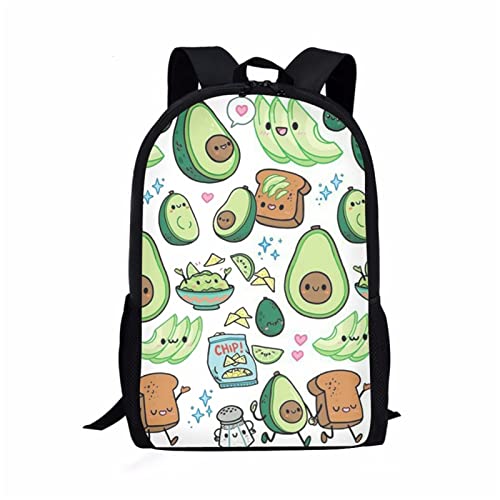 JEOCODY Green Avocado Print Kindergarten Children Bag Elementary School Bookbag Preschool Nursery Travel Bag