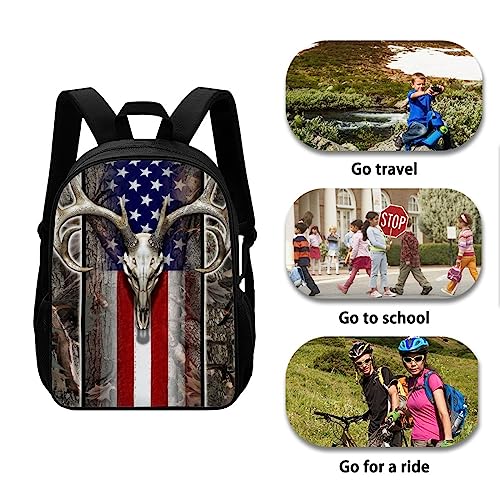 AFPANQZ Boy's Schoolbag Bookbag Cool Deer Skull and Flag Design Backpack for Teenagers Large Casual Daypacks Rucksack for Middle School Kids Backpack