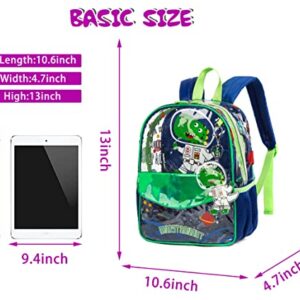 MOHCO Toddler Clear Backpack 13 inch Preschool Backpack Kindergarten Bookbag with Lunch Bag and Pencil Case for Boys and Girls