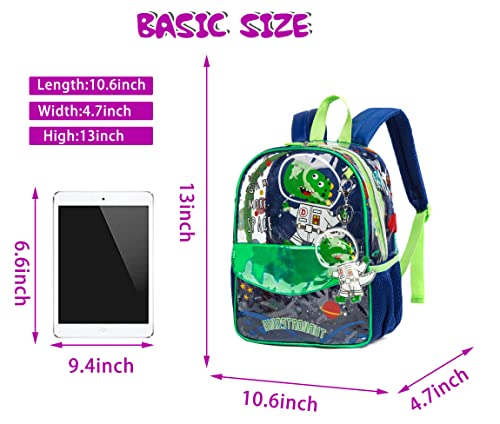 MOHCO Toddler Clear Backpack 13 inch Preschool Backpack Kindergarten Bookbag with Lunch Bag and Pencil Case for Boys and Girls