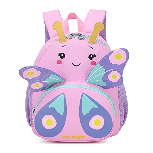 Reqinqin Cute Animal Toddler Backpack，3D Animal Cartoon，MINi Travel Backpack Butterfly Bag for Baby 1-5 Years Girls Personalized Waterproof Bag Kids Backpack（Butterfly）